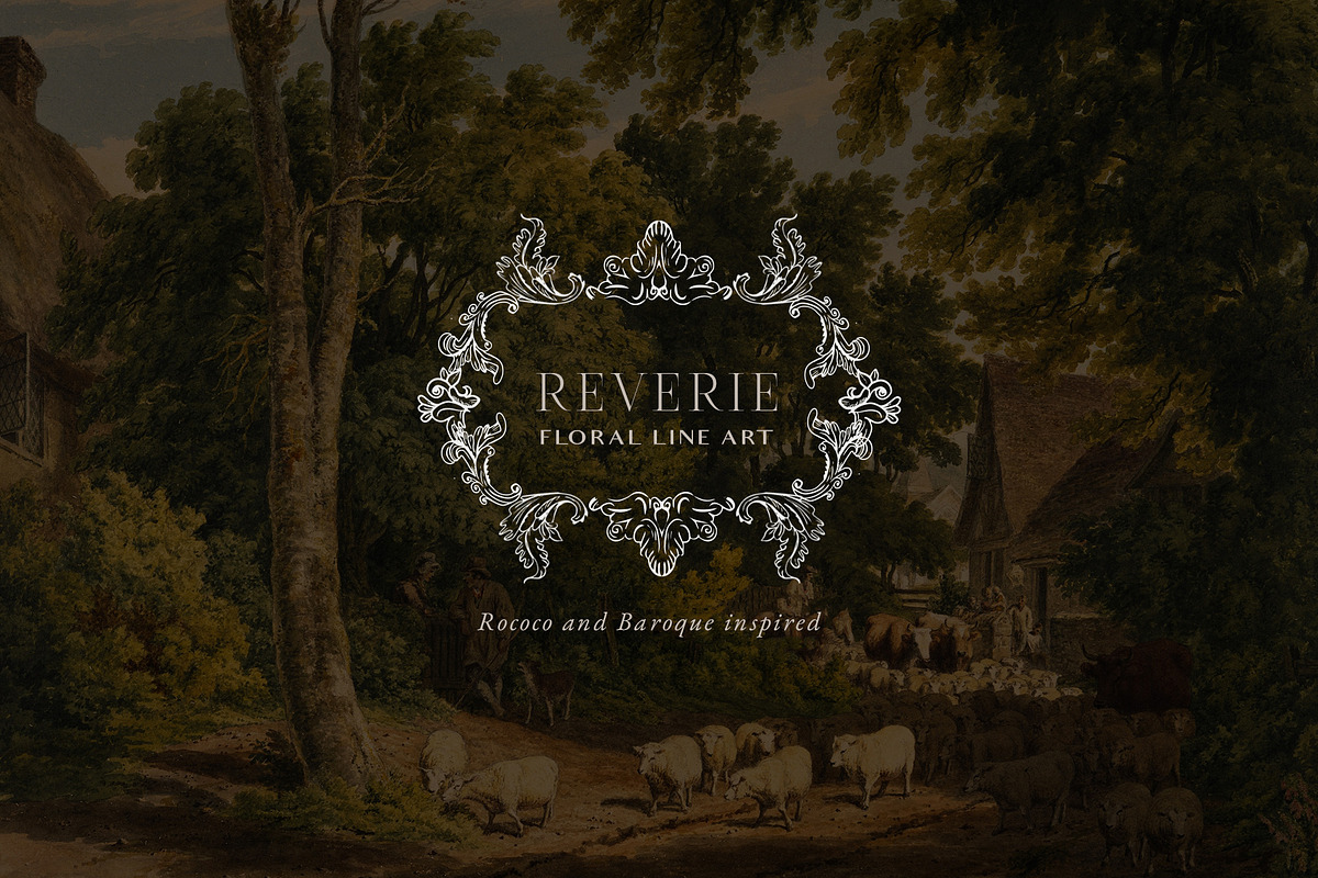 Vintage Victorian Line art wedding set