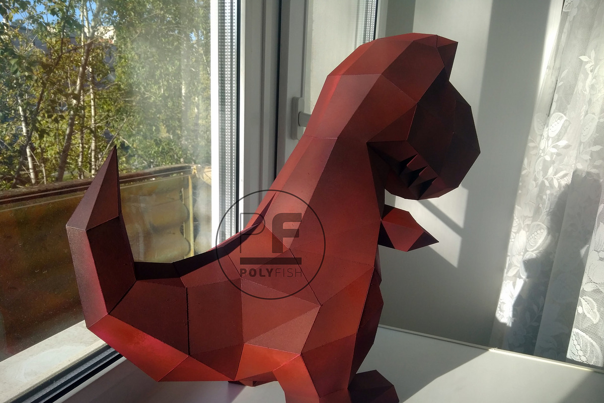 DIY Dinosaur 3D model template, a Graphic by PolyFish