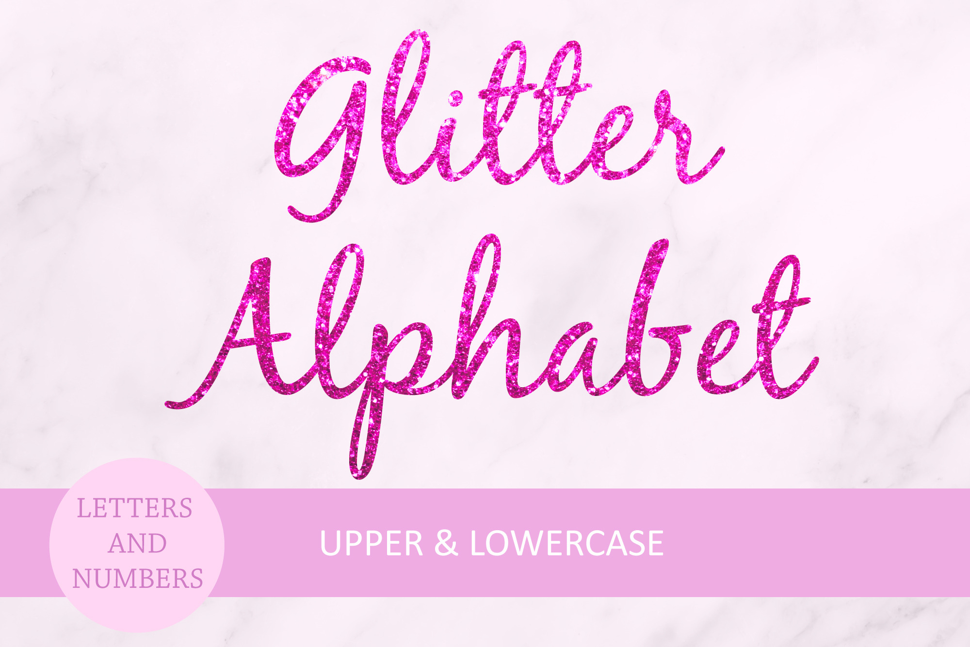 Pink Glitter Letters & Numbers, an Illustration by Patterns for Dessert