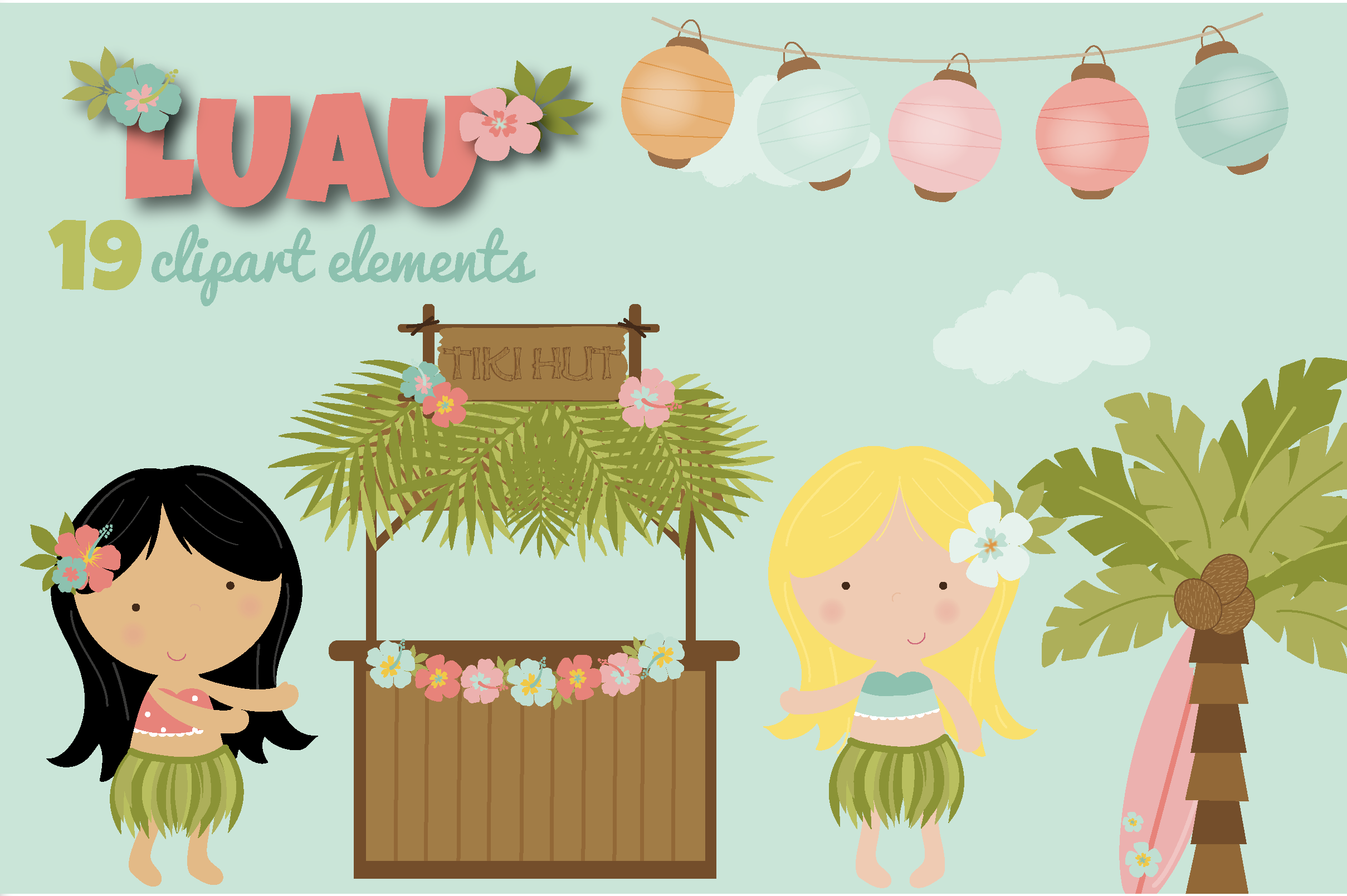 Luau clipart, an Illustration by Poppymoondesign | Creative Market