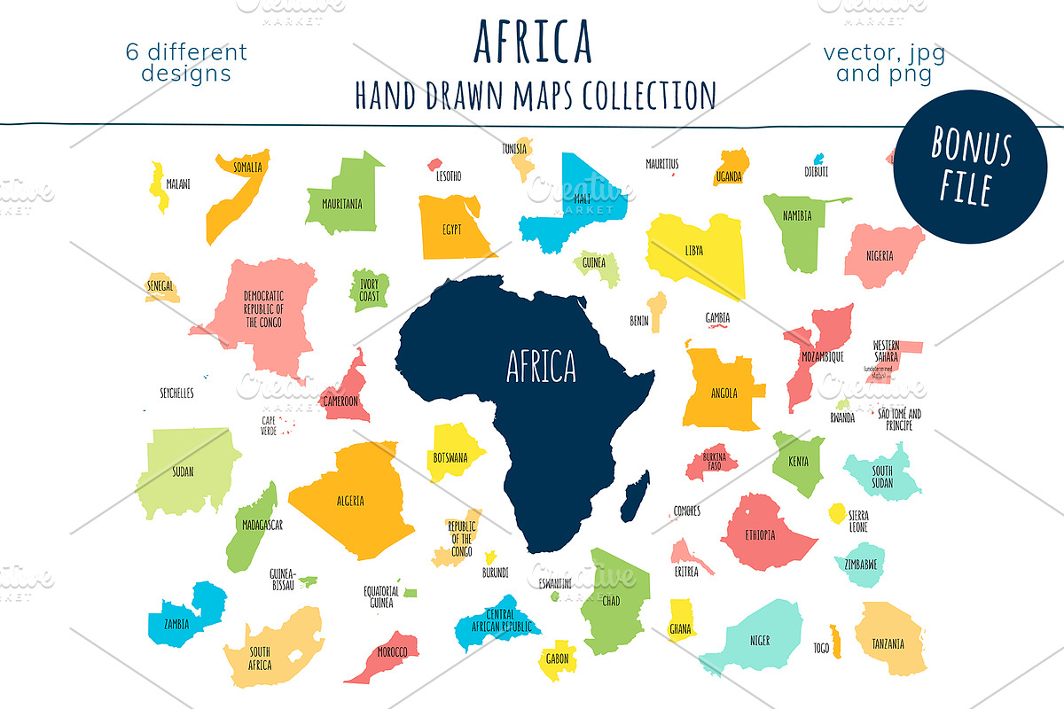Africa Maps Collection, an Education Illustration by ...