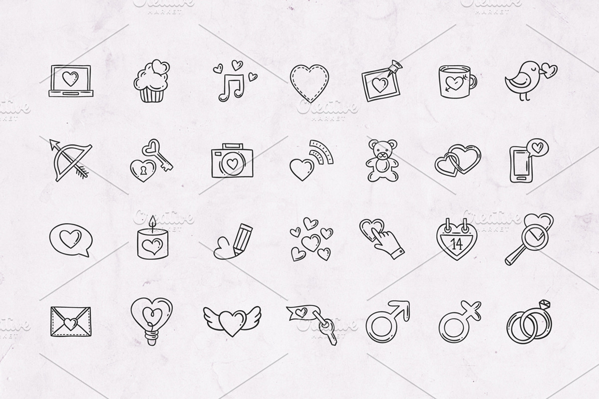 Doodle love icons, an Outline Icon by Redchocolate