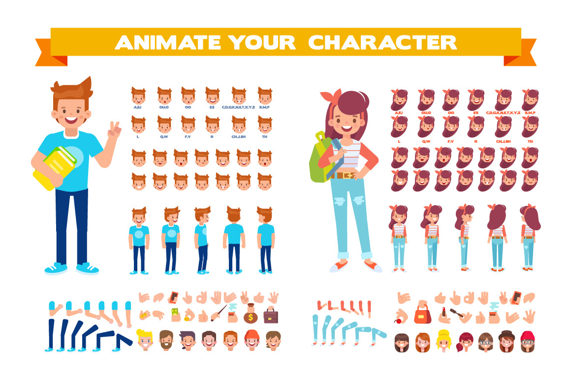 Vector Students for animation, a Person Illustration by Vector_Art