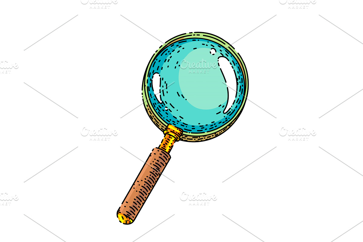 glass zoom sketch hand drawn vector, an Object Illustration by ...