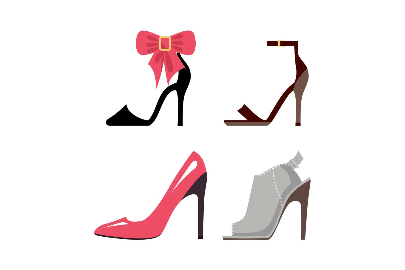 Women High-Heeled Shoes Isolated Illustrations Set, an Object ...