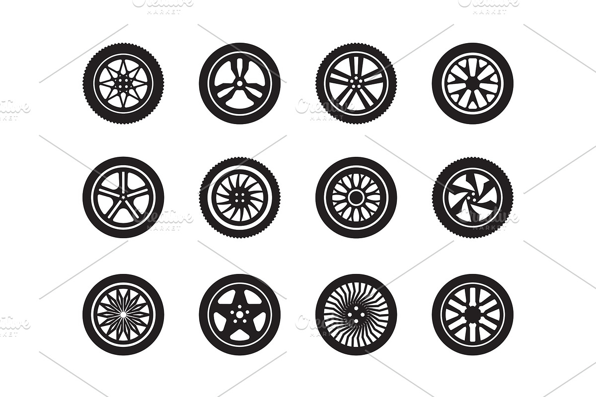 Wheels car. Tire shapes transport, a Background Graphic by Onyx