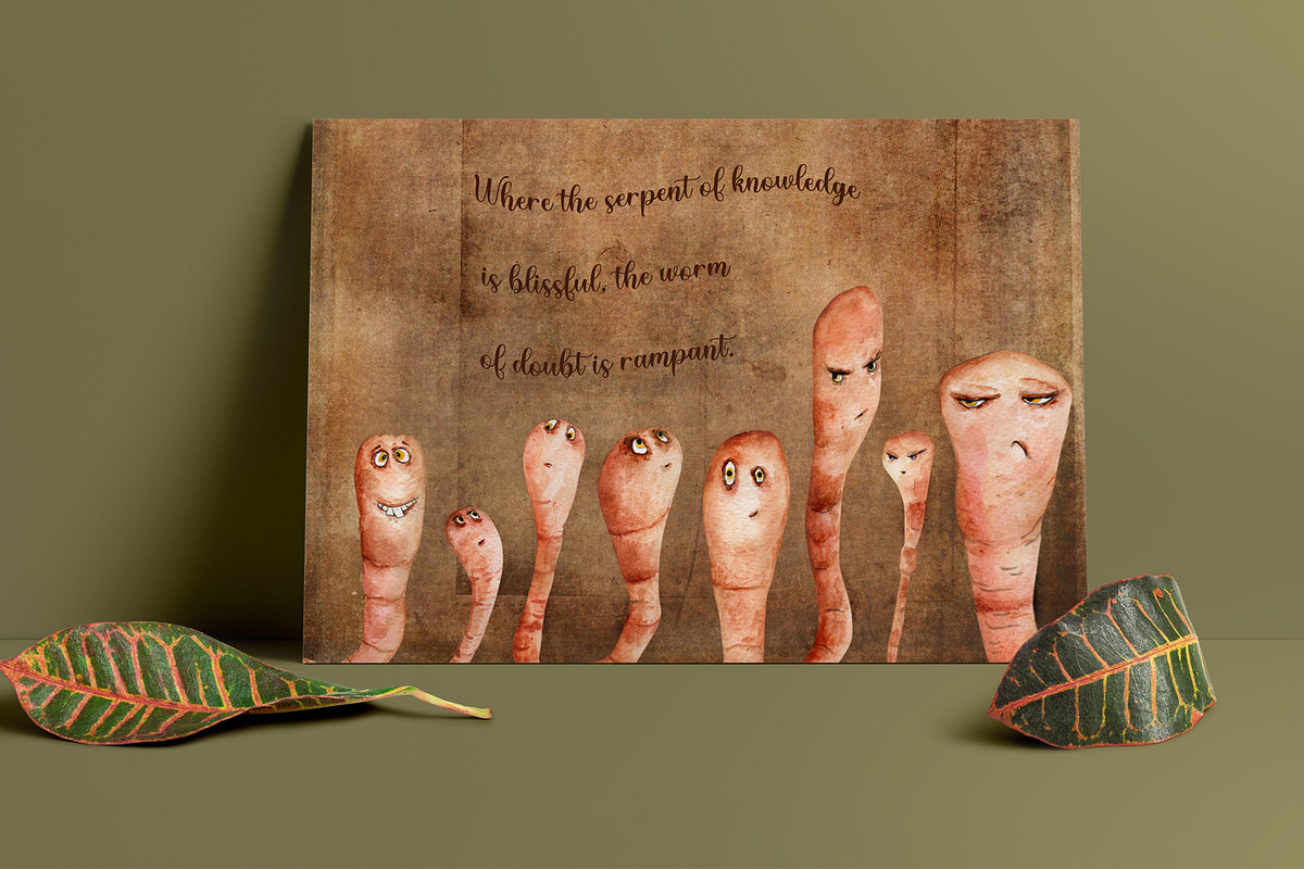 Collection of watercolor worms, a Decorative Illustration by Watercolor ...