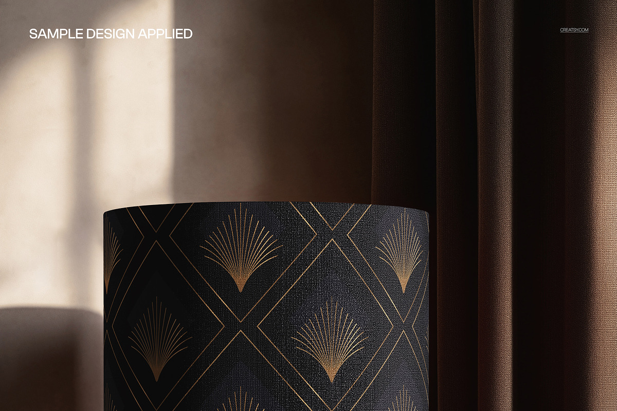 Table Lamp with Drum Shade Mockup, a Household Mockup by creatsy5
