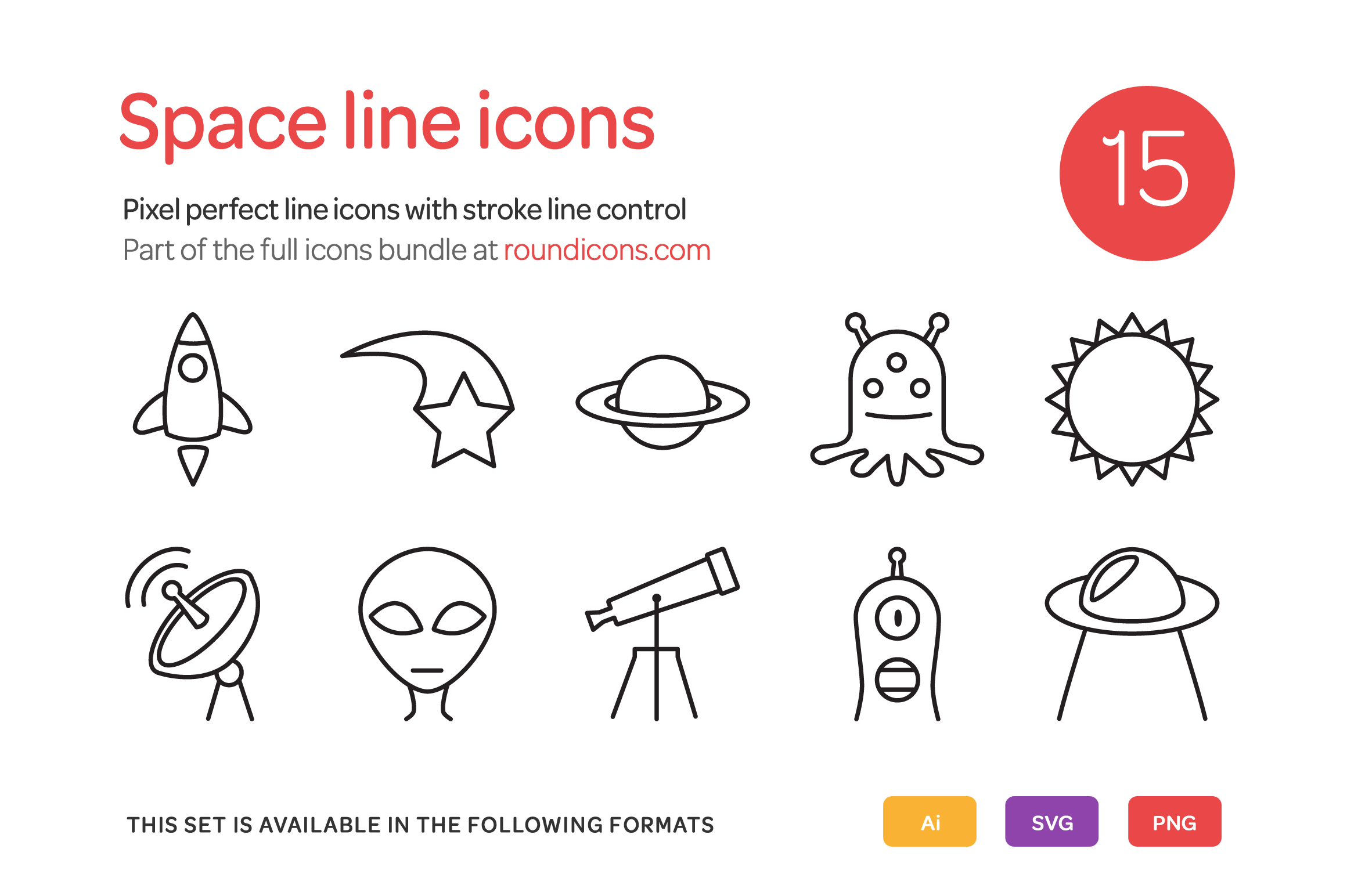 Space Line Icons Set, an Icon by Vectopus.com