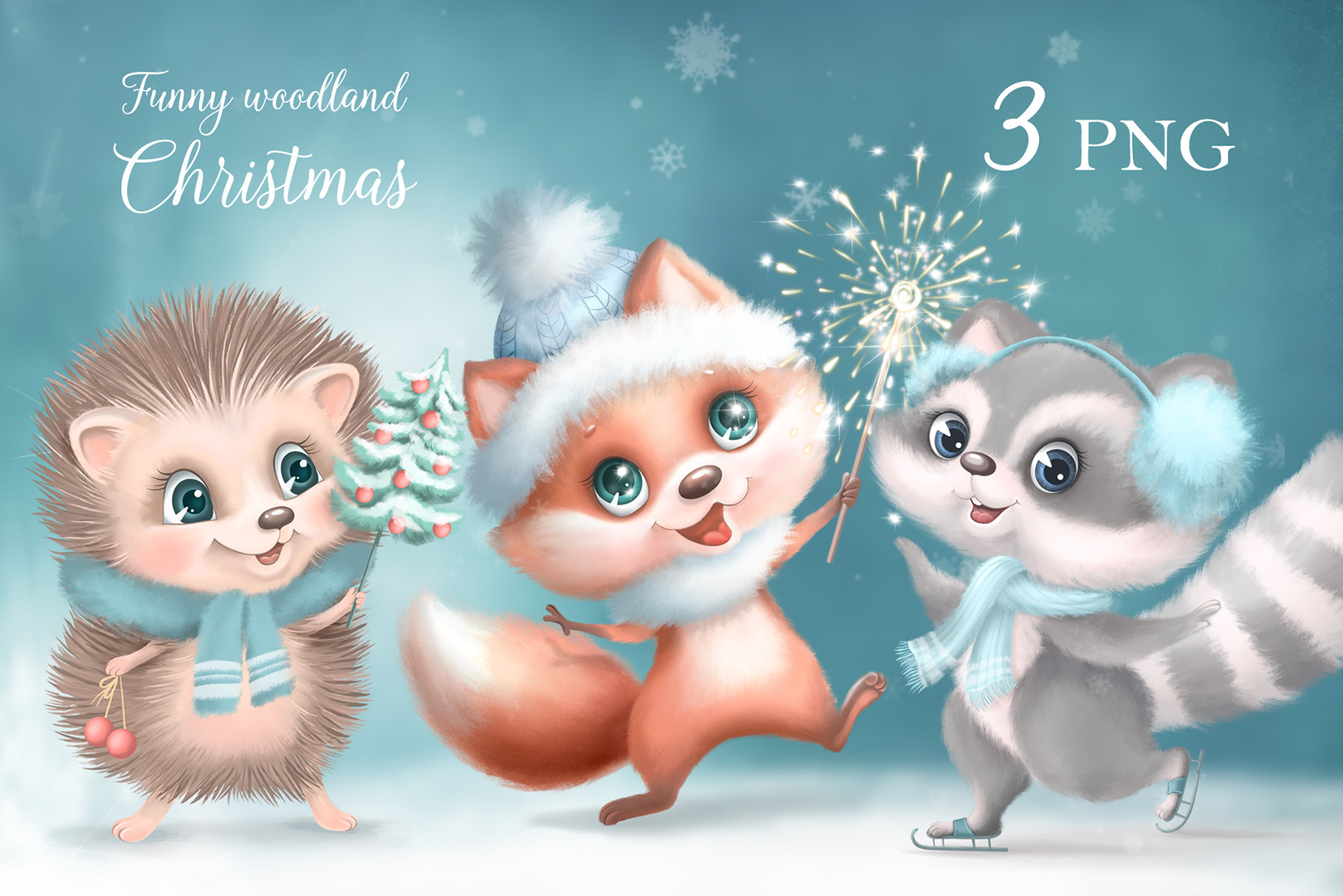 Christmas Woodland Animals clipart