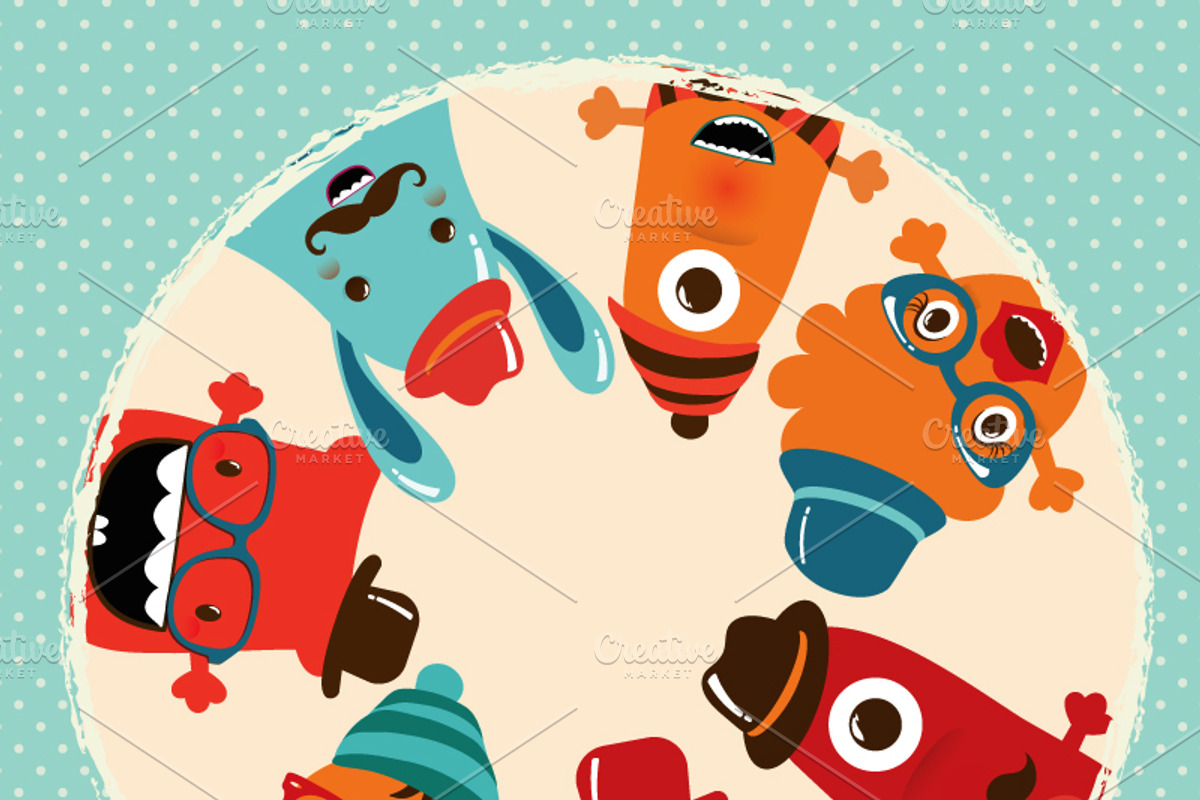 Collection of Banners with Monsters, an Illustration by Olya Creative ...