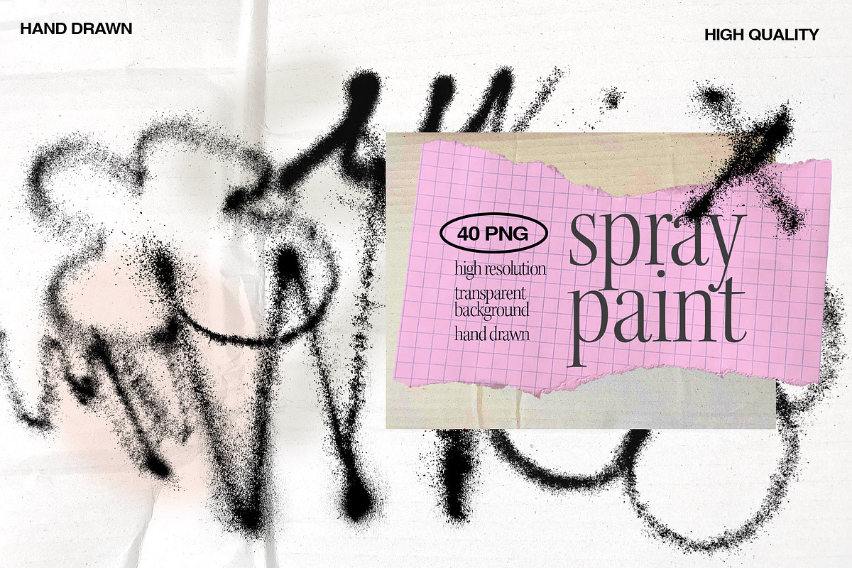 Spray Paint Graffiti PNG Elements, an Object Graphic by Marie T