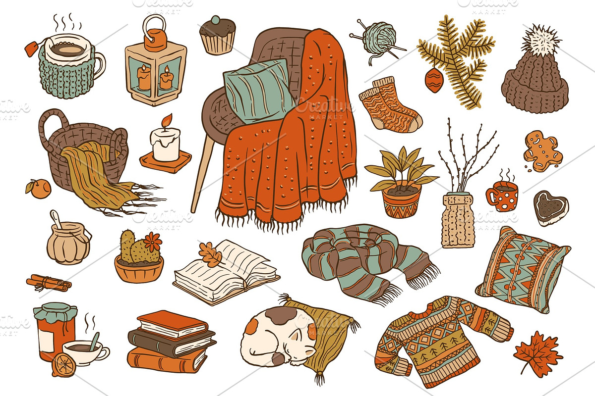 Cozy winter object set - warm, an Object Graphic by Sabelskaya ...