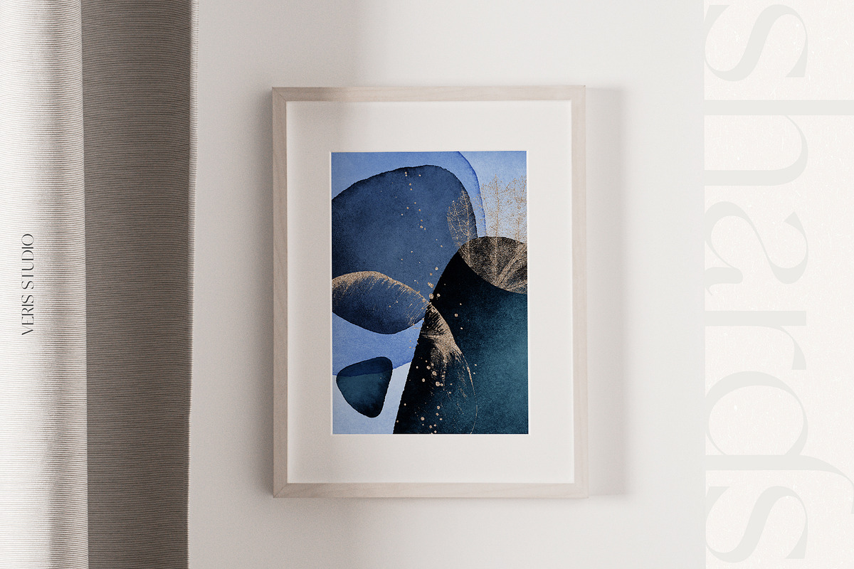 Abstract Navy Blue Watercolor Shapes, a Texture Graphic by Veris Studio