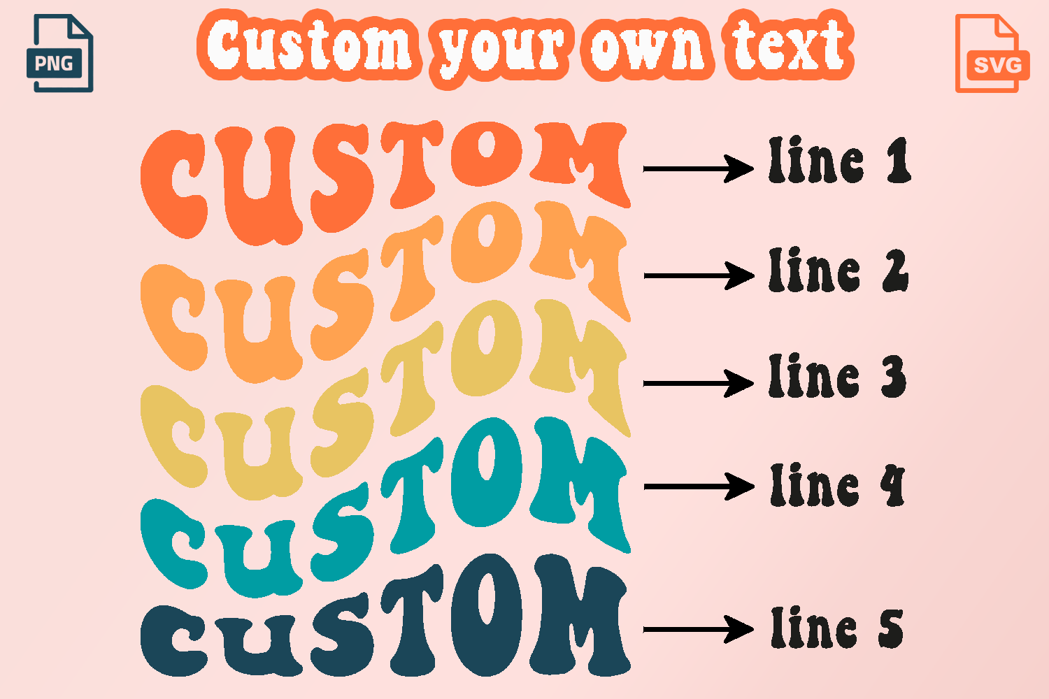 Custom your wavy text svg png