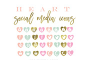heart social media icons & buttons, a Graphic by Freshmint Paperie