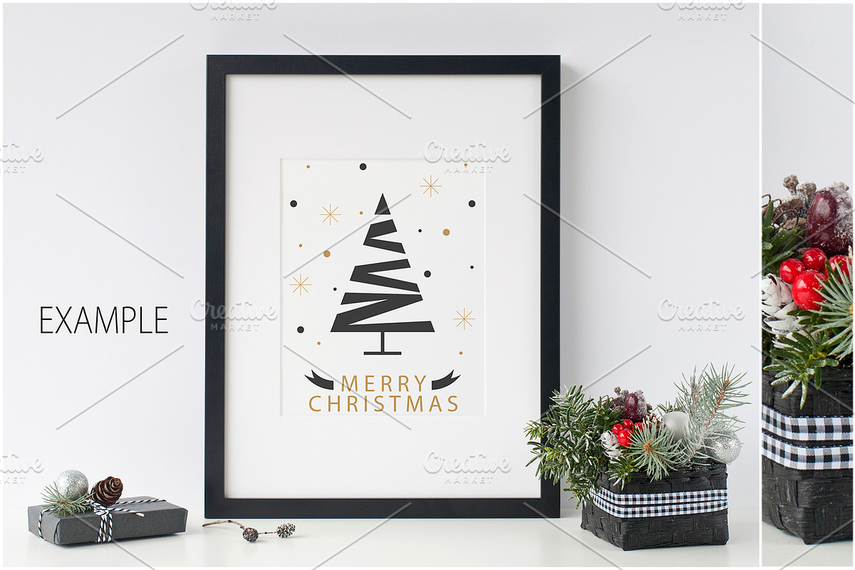 Christmas Scandinavian Mockup Bundle, a Print Template by Yuri-U