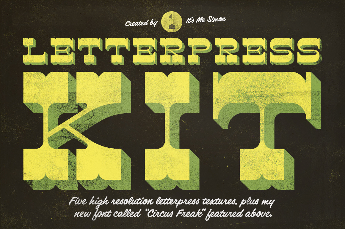 Letterpress kit contains five high resolution rolled ink textures