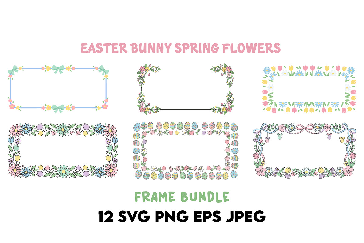 Spring Easter Flower Frames Collection