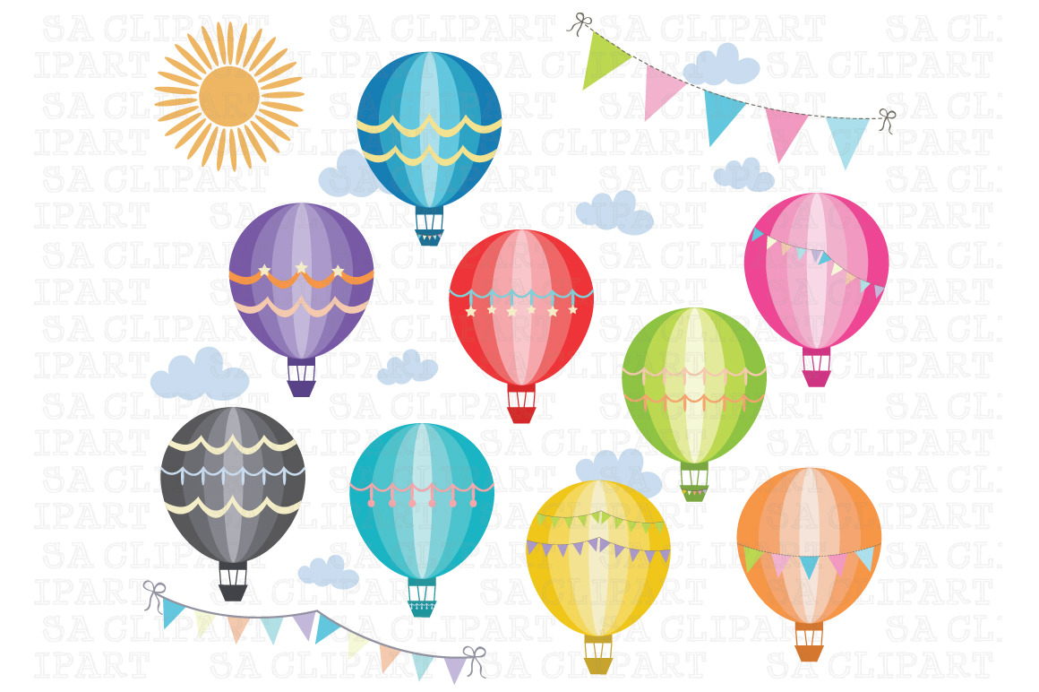 Hot Air Balloon Clip Art, a Decorative Illustration by SA ClipArt