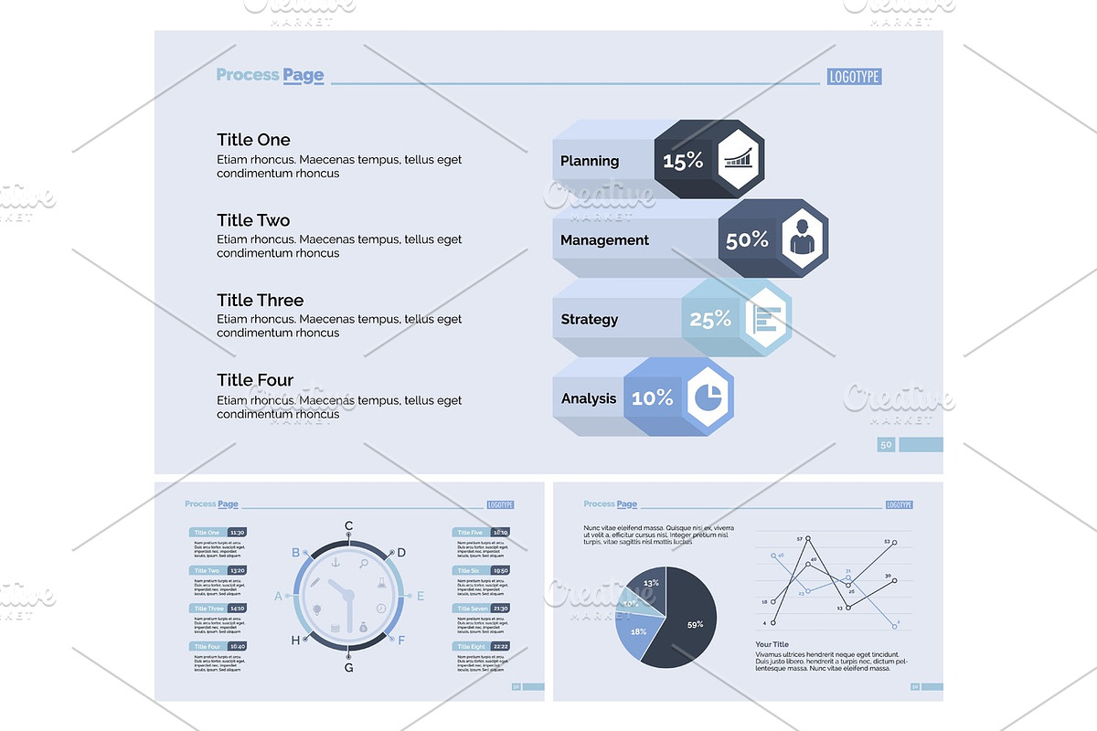 Three Statistics Slide Templates Set, a Work Illustration by ...