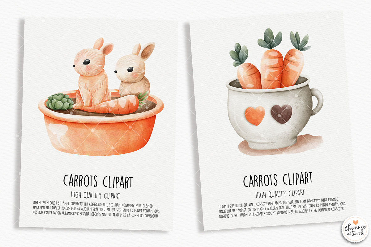 Carrot clipart, Easter clipart, a Food Illustration by Chonnieartwork