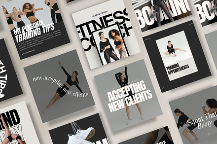 200 Health & Fitness IG templates, a Social Media Template by Gainz ...