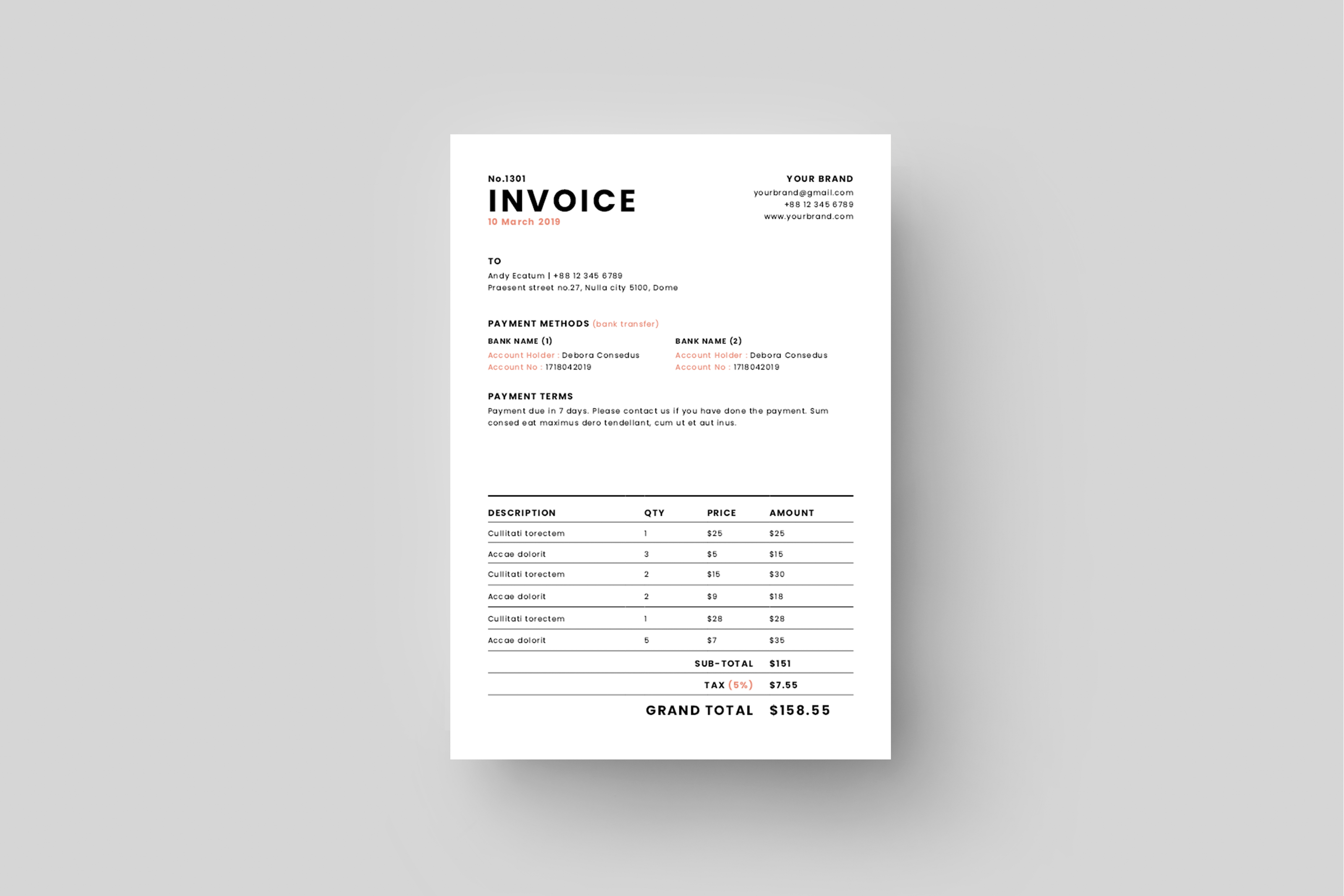 Invoice | MS Word & Indesign, a Stationery Template by Leaflove
