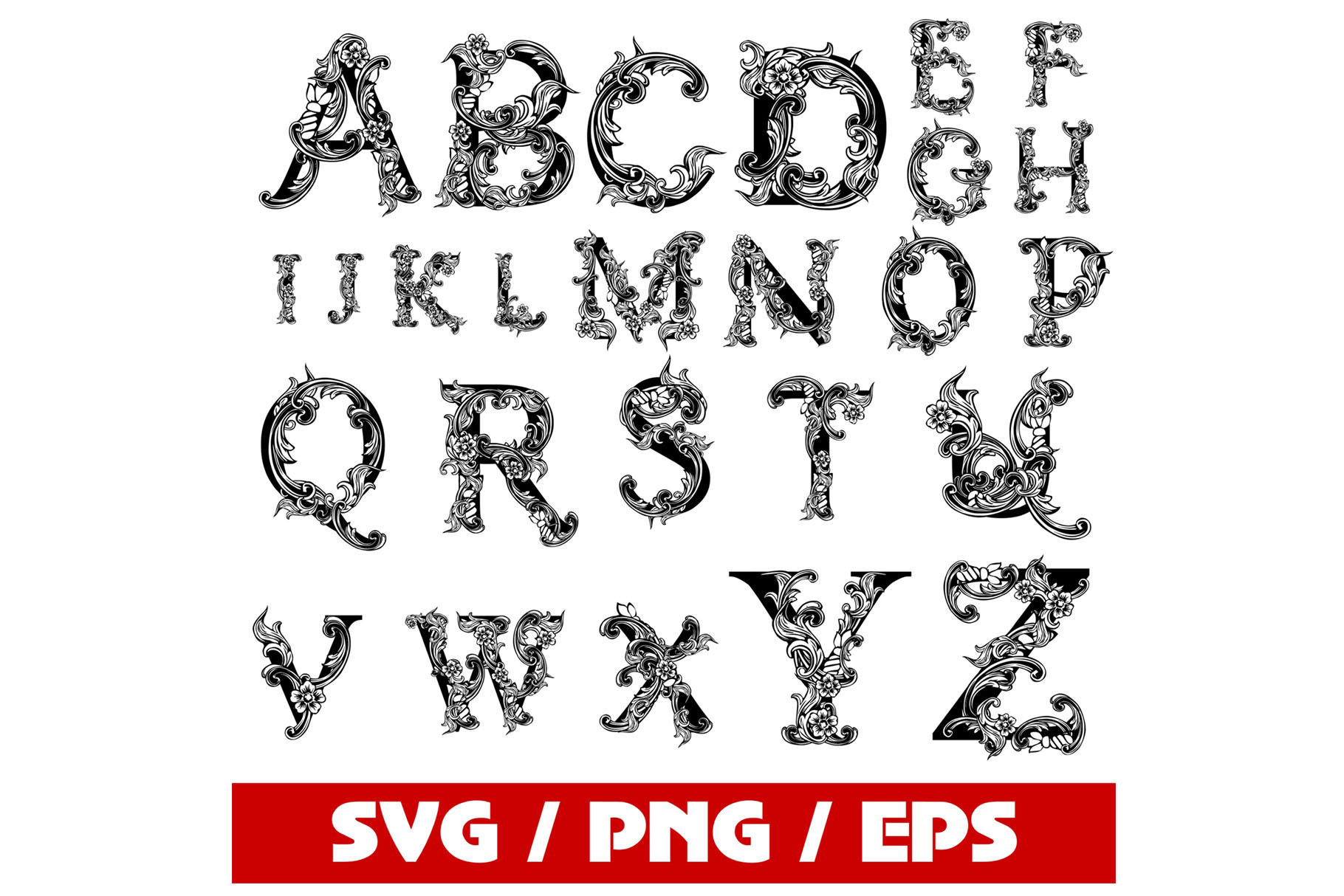 Ornament Font SVG / Alphabet | Decorative Illustrations ~ Creative Market