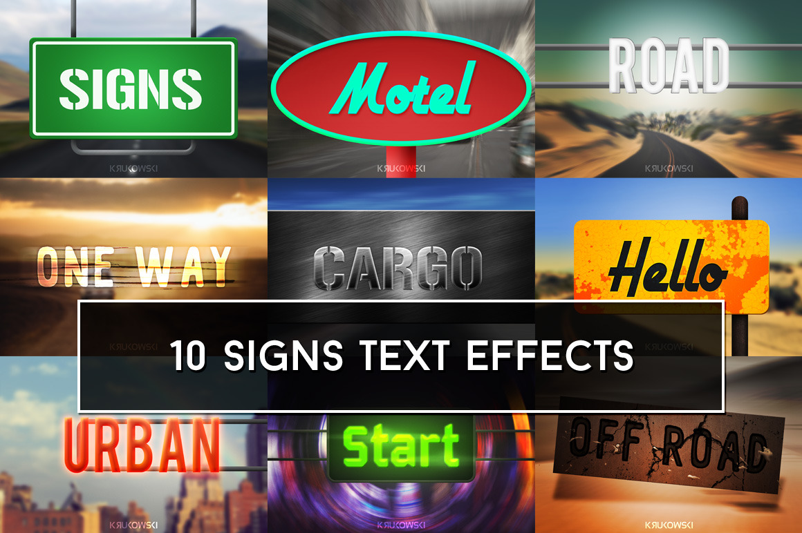 Signs Text Effects, a Brushes & More by Krukowski Graphics