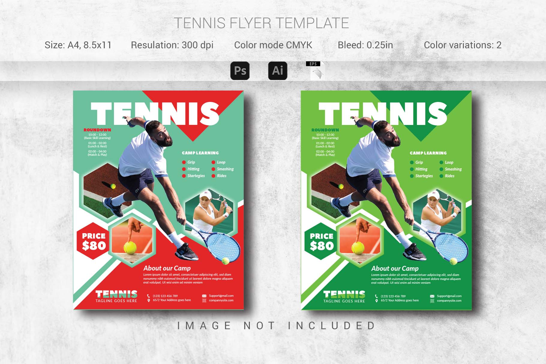 Tennis Camp Flyer Template (Editable, a Flyer Template by Creativpixl ...