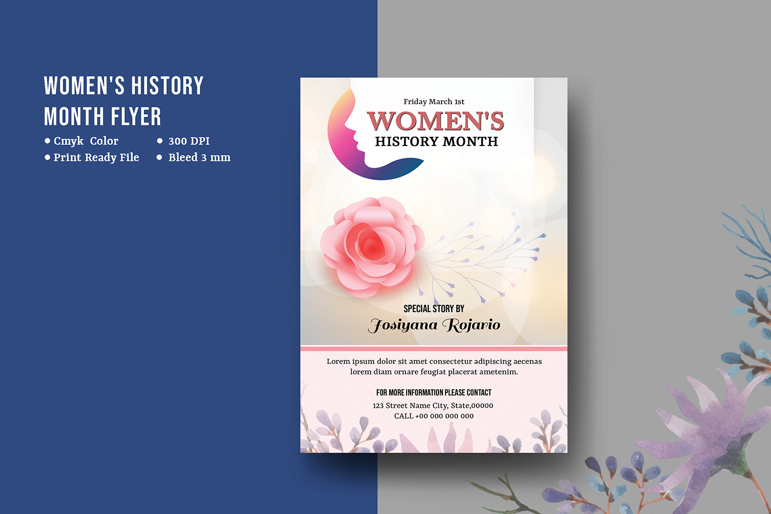 Women's History Month Flyer -V962 | Flyer Templates ~ Creative Market