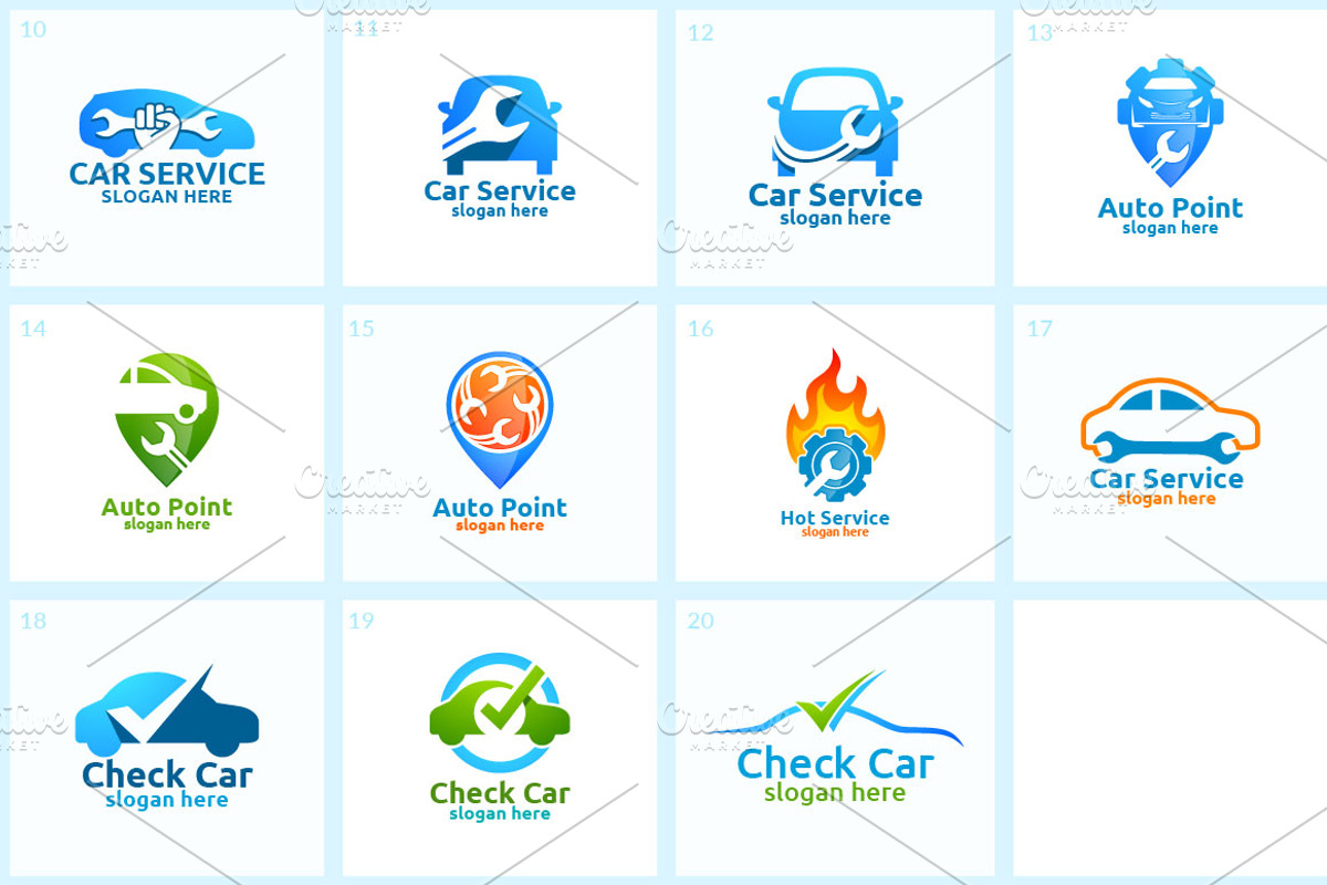 20 Car Service Logo Bundle, a Branding & Logo Template by denayunebgt