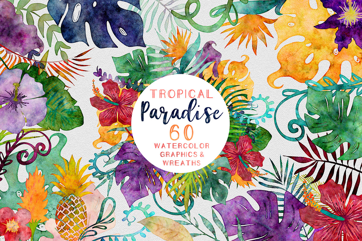 Tropical Watercolor Graphics Bundle, an Illustration by ClipartBrat ...