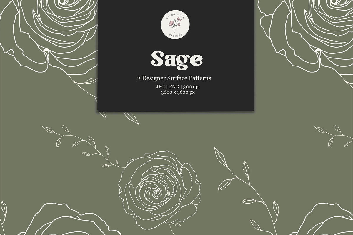 Sage Green Minimalist Floral Pattern