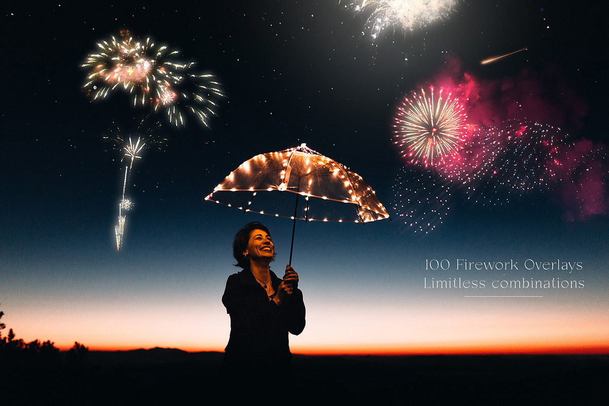 100 Firework Overlays, an Object Graphic by Freezerondigital
