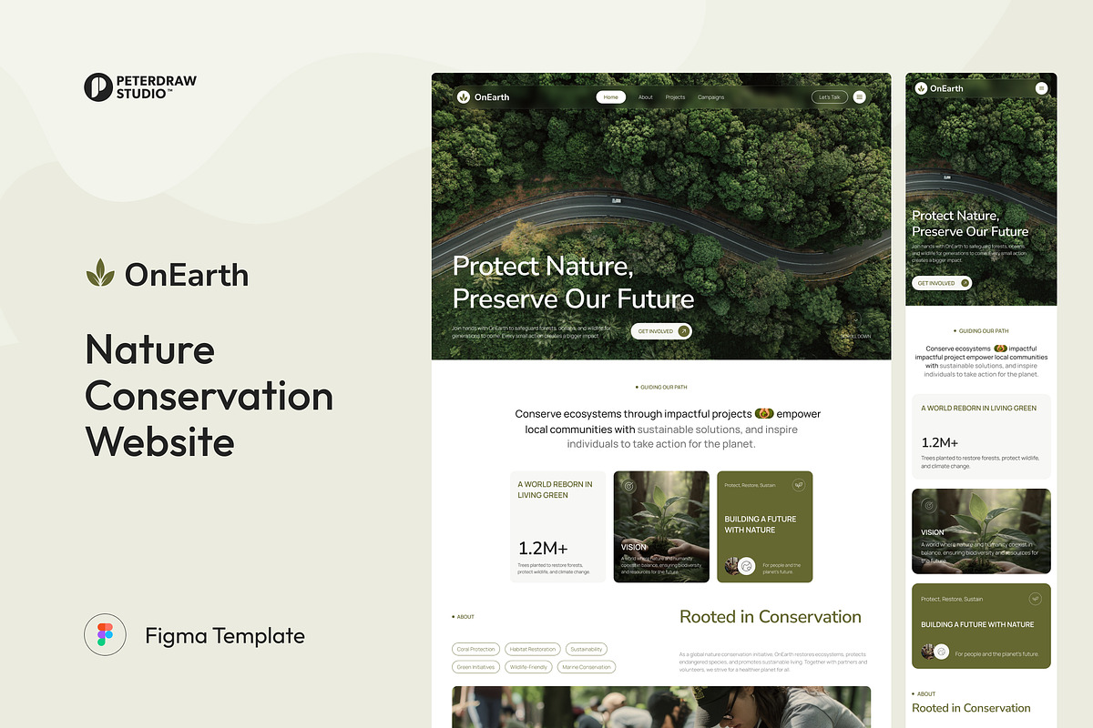 Nature Conservation Website UI Figma, an UI Kit Template by peterdraw