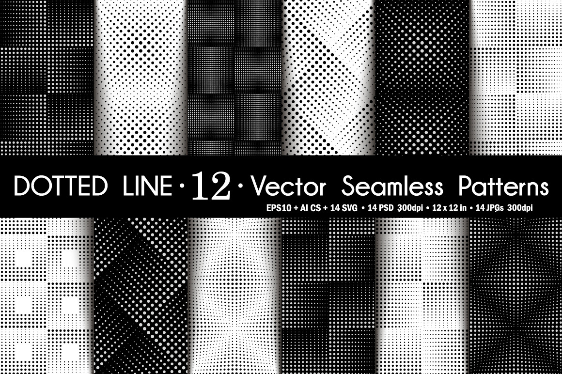 Set Dotted Line Seamless Patterns, a Pattern Graphic by Vectorchoice