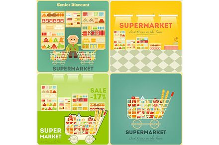 Supermarket Mini Posters Set, a Food Illustration by ELFIVETROV DESIGN