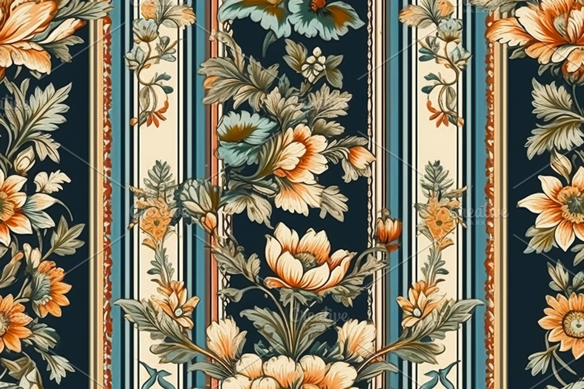Seamless pattern with flowers, classic country cottage style flo, a ...