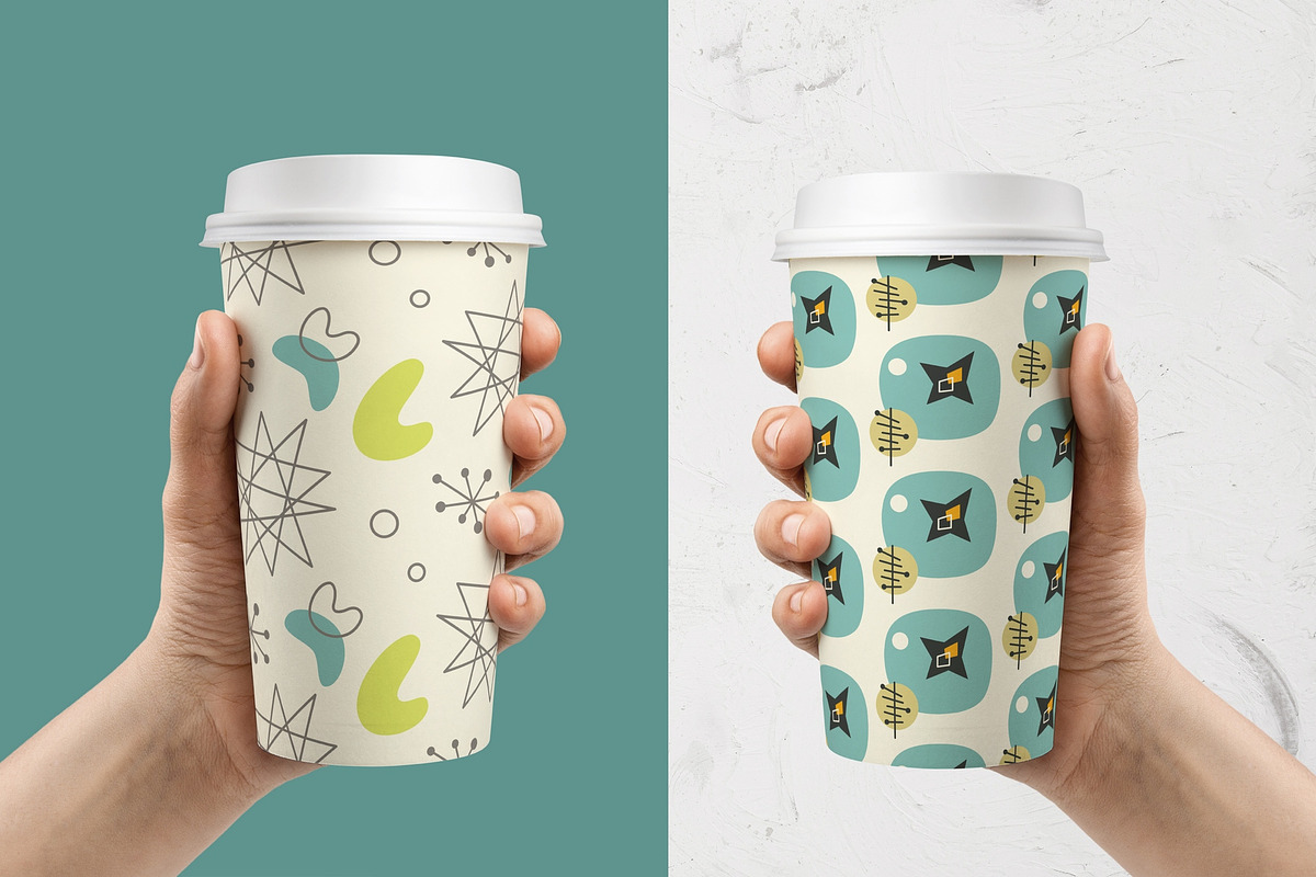 12 Mid Century 1950s Atomic Patterns, a Pattern Graphic by Katrinelly