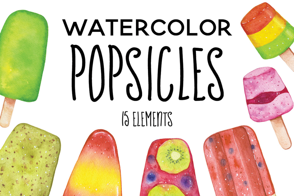 Watercolor Popsicles Clipart Set | Creative Market