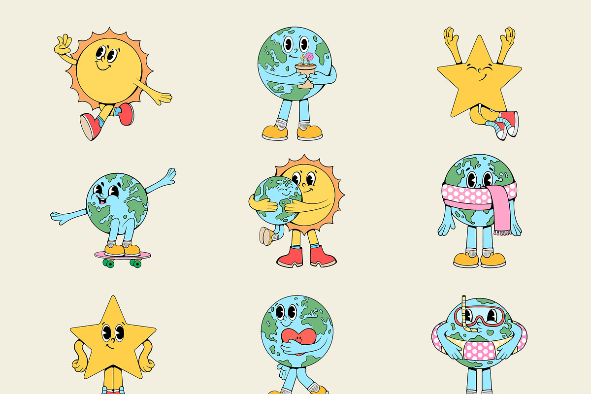 Earth Day Cartoon Collection, an Illustration by Alina Sh