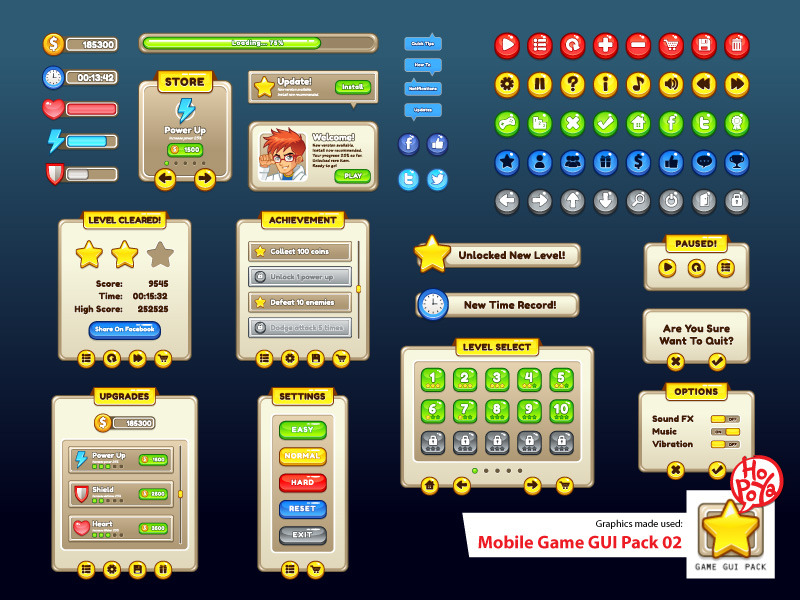 Mobile Game GUI Pack 02, a Templates & Theme by mikailain
