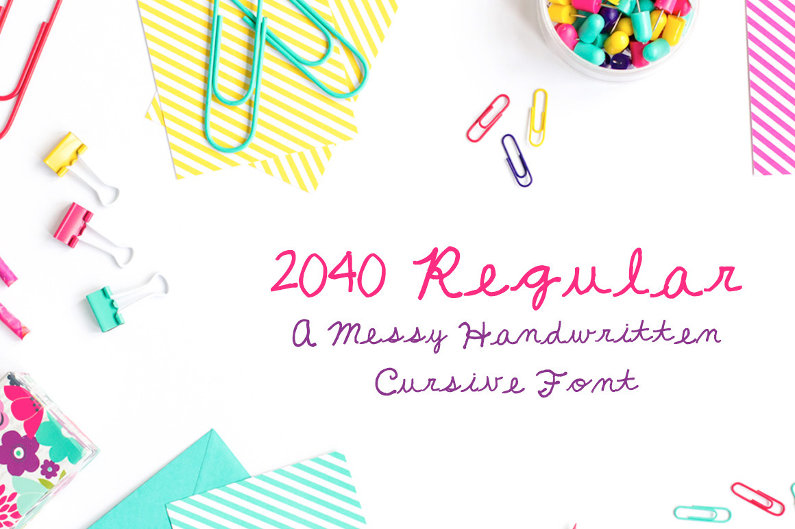 2040 Regular: Messy Cursive, a Script Font by Katie Harp