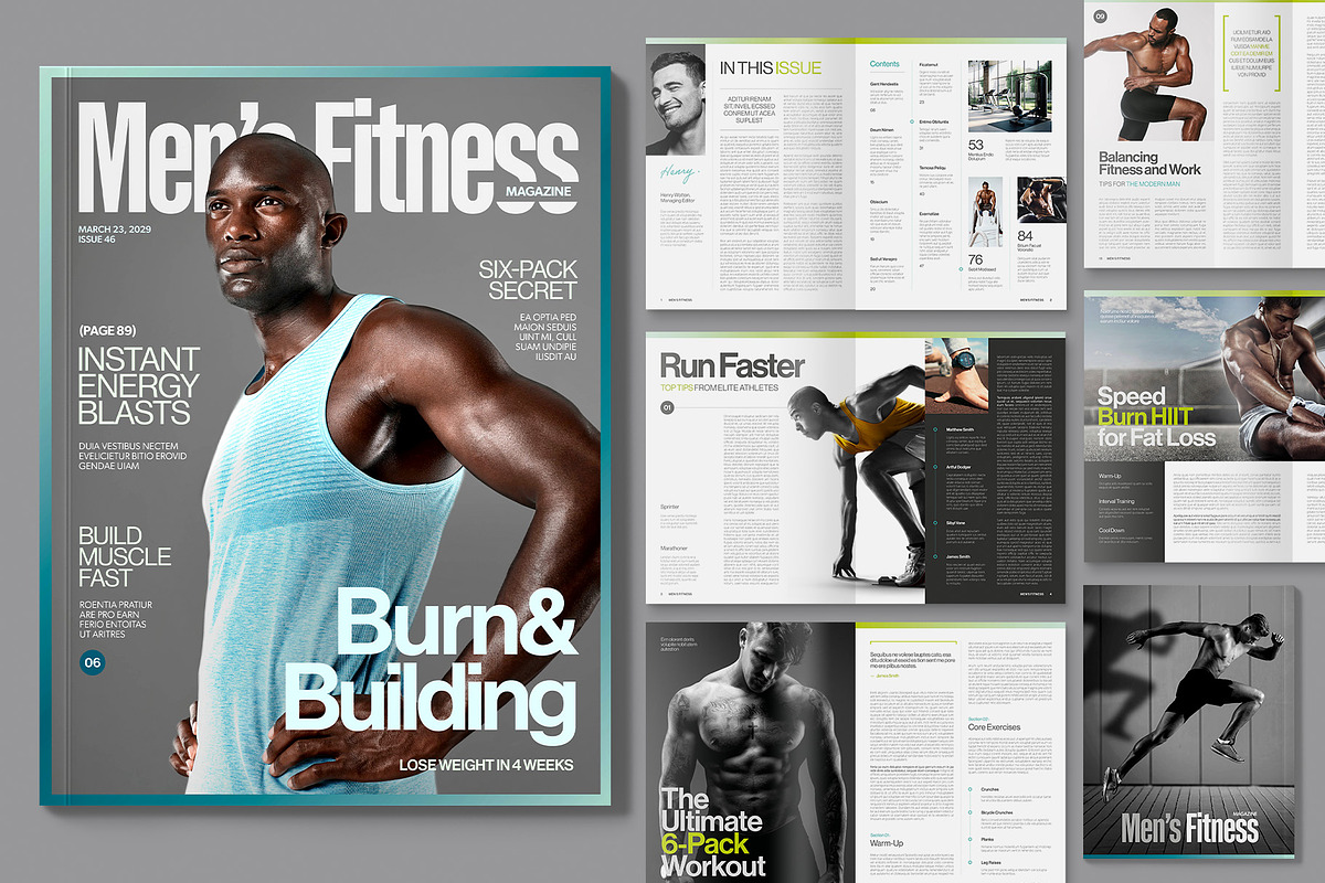 Mens Fitness Magazine Template, a Magazine Template by BrandPacks ...
