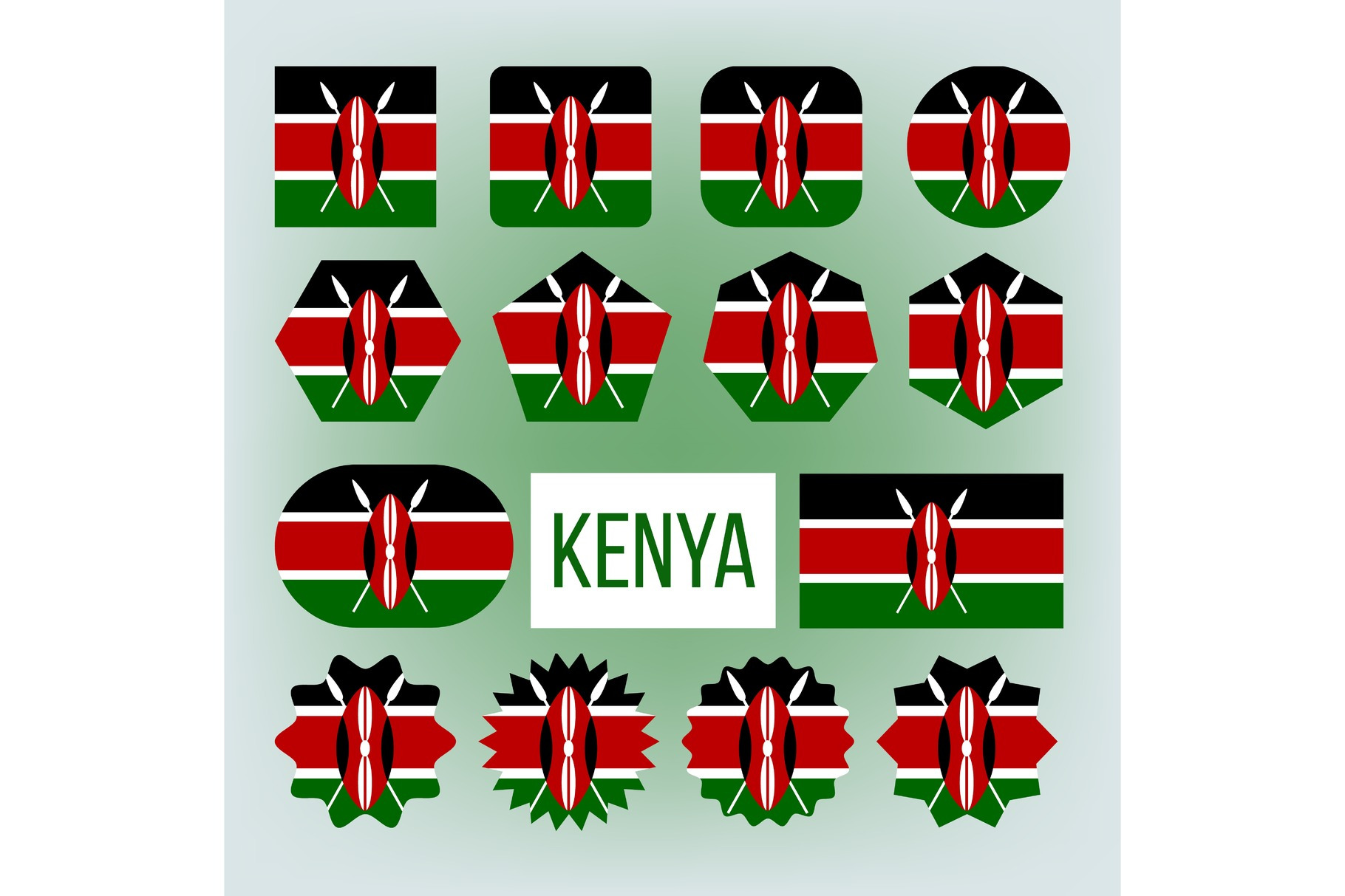 Kenya Various Shapes Vector National, an Object Graphic by pikepicture