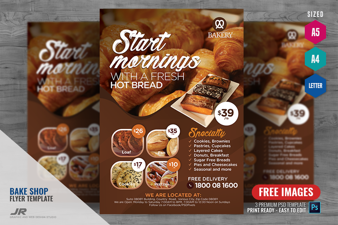 Bakery and Bakeshop Flyer, a Flyer Template by PSDPixel