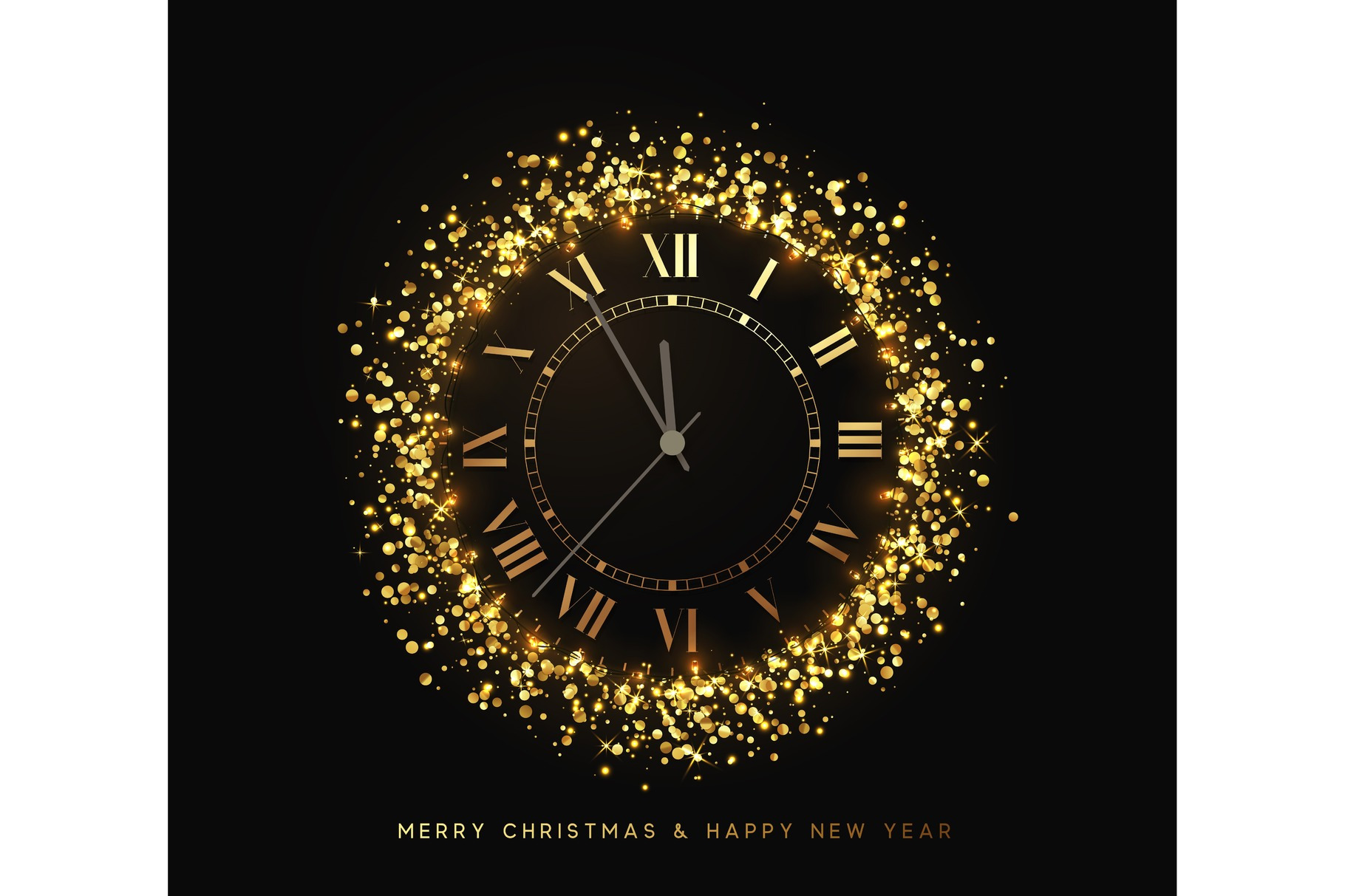 New Year shiny gold clock,, an Illustration by Modern vector