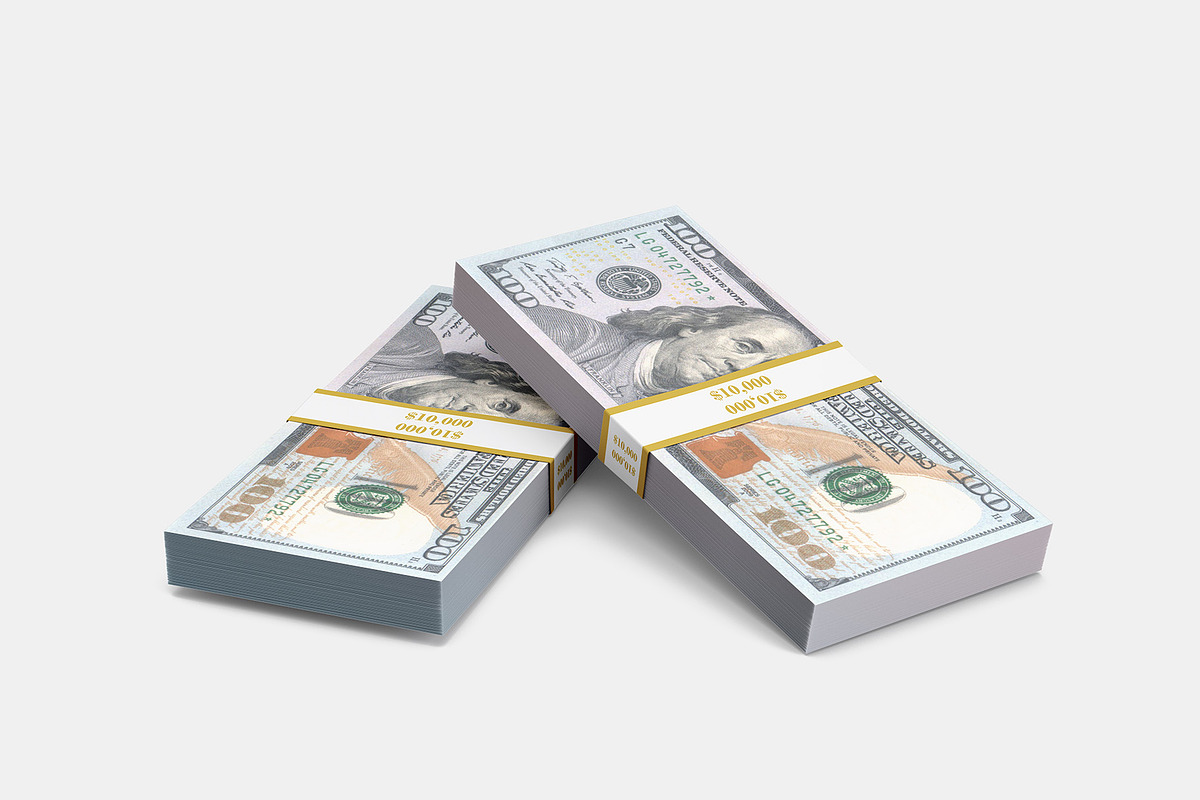 Money Stacks Mockups v.1 - 4 views, a Product Mockup by Illusiongraphic